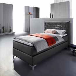 Boxspringbett Home Affaire, B:109cm L:212cm, schwarz, Bezug Topper 100% Polyester;Kunstleder, Komplettbetten, "Coos", mit besonderer Steppung im