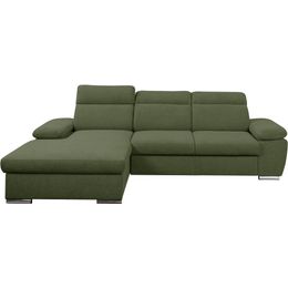 Ecksofa WERK2, B:282cm H:88cm T:185cm, gr&uuml;n, 92% Polyester, 8% Nylon, Wohnzimmer, Sofas, "Palma modernes Schlafsofa mit Bettkasten, L-Form, B/T