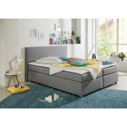 Boxspringbett Home Affaire, B:207cm L:210cm, grau, Komplettbetten, "Eliana", inkl. Topper, in 4 Breiten, 3 Matratzenarten und 2 H&auml;rtegraden