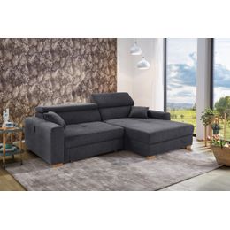 Jockenhöfer Ecksofa, B:279cm T:126cm, grau, JOCKENHÖFER GRUPPE, Korpus: 100% Polyester;Kissen: 100% Polyester, Wohnzimmer, Sofas, "Slider L-Form, B: 277 cm, mit