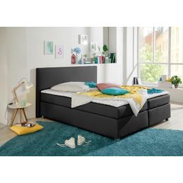 Boxspringbett Home Affaire, B:187cm L:230cm, grau, Komplettbetten, "Eliana", inkl. Topper, in 4 Breiten, 3 Matratzenarten und 2 H&auml;rtegraden