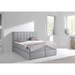 Boxspringbett Home Affaire, B:175cm L:210cm, grau, Feinstruktur(100% Polyester);Bezug der Spiegelfl&auml;che Matratzendrell aus 100% Polyester,