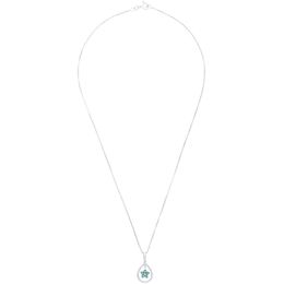 Amor Damen Kette mit Anh&auml;nger "Blume", Silber 925 (Sterlingsilber), L: 42 B: 1mm, blau, Silber 925 (Sterlingsilber), B:1mm, Halsketten, mit Zirkonia
