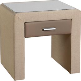Nachttisch Home Affaire, H:50cm T:40cm, beige, Schlafzimmer, Tische, Nachtkonsole mit 1 Schubkasten