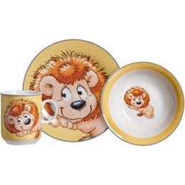 Ritzenhoff & Breker Kindergeschirr-Set "Happy Zoo, Leo", 3 Stk., bunt, RITZENHOFF & BREKER, Geschirr-Sets, mit Löwen-Dekor, 3 Teile, für 1 Person