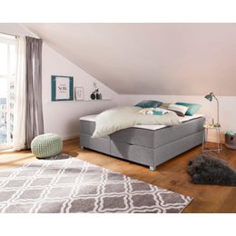Boxbett Home Affaire, B:200cm L:200cm, grau, Struktur fein (100% Polyester), Komplettbetten, "Alexis", ohne Kopfteil - ideal f&uuml;r R&auml;ume mit