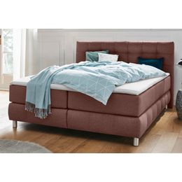 Boxspringbett Home Affaire, B:174cm L:211cm, braun, Struktur (100% Polyester);Bezug der Spiegelfl&auml;che Matratzendrell aus 100% Polyester;Samtoptik