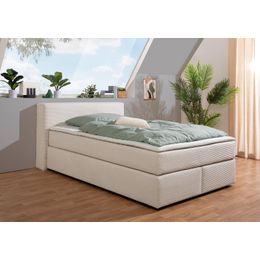 Boxspringbett Home Affaire, B:147cm L:225cm, beige, Komplettbetten, "&Aring;by", In Cord Bezug, wahlweise mit und ohne Matrazte erh&auml;ltlich