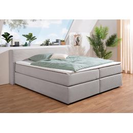 Boxspringbett Home Affaire, B:167cm L:225cm, grau, Komplettbetten, "Åby", In Cord Bezug, wahlweise mit und ohne Matrazte erhältlich