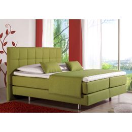 Boxspringbett Home Affaire, B:118cm L:210cm, gelb, Strukturstoff-Bezug (100% Polyester), Komplettbetten, "Neon", in 3 Matratzenarten, feine Steppung