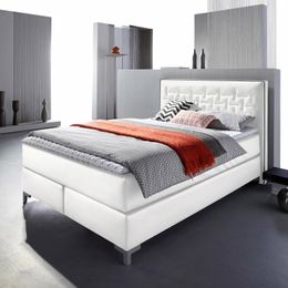 Boxspringbett Home Affaire, B:149cm L:212cm, schwarz-wei&szlig;, Bezug Topper 100% Polyester;Kunstleder, Komplettbetten, "Coos", mit besonderer Steppung im