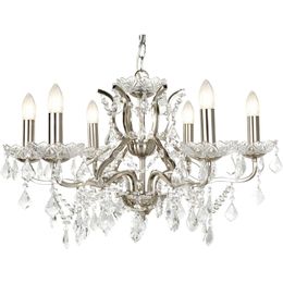 Searchlight Kronleuchter "H&auml;ngeleuchte Paris, 6-flammig", 6, &Oslash; 70cm H: 43cm, 1 Stk., silber, Wohnzimmer, Leuchten, Glamour&ouml;s