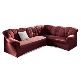 Ecksofa DOMO collection, B:242cm H:84cm T:190cm, rot, Struktur ( 90% Polyester, 10% Polyacryl);Microfaser PRIMABELLE (100% Polyester);Kunstleder
