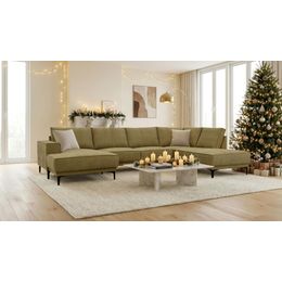 Wohnlandschaft OTTO HOME, B:345cm H:85cm T:210cm, grün, 100% Polyester, Sofas, "XXL Sofa Oland, Struktur, Flachgewebe, Luxus-Microfaser, Boucle",