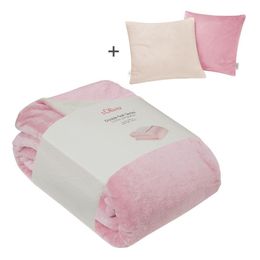 Wohndecke s.Oliver, B:150cm L:200cm, rosa, Polyester, Wohndecken, "Doublesoft, Kuscheldecke, Deal, Kissen geschenkt", Kuscheldecke 150x200 cm,