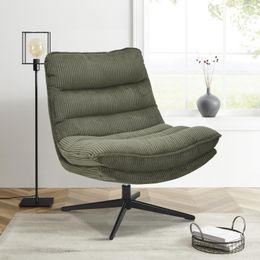 Sessel OTTO HOME, B:75cm H:87cm T:86cmgrün, Sessel, "AVAA, Loungesessel im softem Cord-Bezug", 360 Grad drehbar, Relax- und TV-Sessel