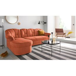 Ecksofa DOMO collection, B:235cm H:84cm T:140cm, orange, Kunstleder SOFTLUX;Luxus-Microfaser (100% Polyester);Struktur ( 90% Polyester, 10%