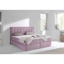 Boxspringbett Home Affaire, B:195cm L:210cm, rosa, Feinstruktur(100% Polyester);Bezug der Spiegelfläche Matratzendrell aus 100% Polyester,
