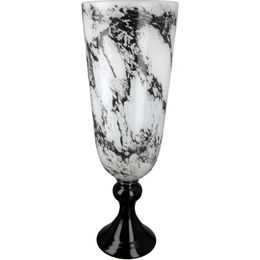 Tischvase "Pokal Vase Trophy, mit Marmorfinish", B/H/T: 45cm Ø 16cm, schwarz-weiß, CASABLANCA BY GILDE, Vasen, dekorative Vase aus Glas, Blumenvase