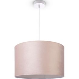 Paco Home Pendelleuchte "Hugo uni Color", &Oslash; 45,5cm H: 28cm, beige, Esszimmer, Leuchten, Wohnzimmer Lampenschirm aus Velour Unifarben Deko E27 Kabel