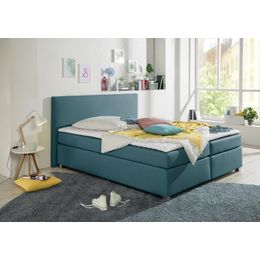Boxspringbett Home Affaire, B:187cm L:230cm, blau, Komplettbetten, "Eliana", inkl. Topper, in 4 Breiten, 3 Matratzenarten und 2 H&auml;rtegraden