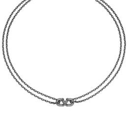 Kette mit Anh&auml;nger Emporio Armani "Schmuck Geschenk Edelstahl Halsschmuck COUPLES", anthrazit, kristallwei&szlig;, Halsketten, Damen, Edelstahl, L: 52 B: 2mm, mit Zirkonia (synth.), B:2mm