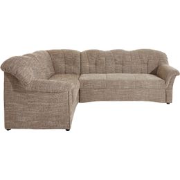 Ecksofa DOMO collection, B:242cm H:84cm T:190cm, braun, Struktur ( 90% Polyester, 10% Polyacryl);Microfaser PRIMABELLE (100% Polyester);Kunstleder