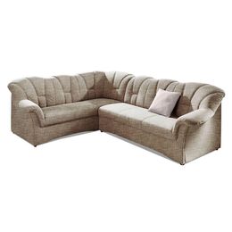 Ecksofa DOMO collection, B:242cm H:84cm T:190cm, braun, Struktur ( 90% Polyester, 10% Polyacryl);Microfaser PRIMABELLE (100% Polyester);Kunstleder