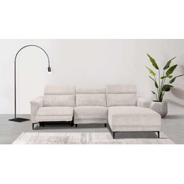 Ecksofa Home Affaire, B:261cm H:97cm T:179cm, beige, 100% Polyester, Wohnzimmer, Sofas, "LUND Cord, L-Form, 261 cm, man. o. elektr. Relaxfunktion