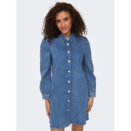 Only Damen Jeanskleid "ONLALMA L/S DRESS DNM CRO", blau, Gr. M, unifarben, Denim/Jeans, Obermaterial: 98% Baumwolle, 2% Elasthan, Kleider