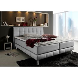 Boxspringbett Home Affaire, B:204cm L:211cm, grau, Bezug der Spiegelfl&auml;che Matratzendrell aus 100% Polyester;feiner Strukturstoff-Bezug (100%