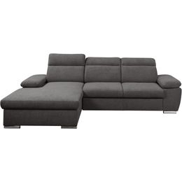 Ecksofa WERK2, B:282cm H:88cm T:185cm, grau, 92% Polyester, 8% Nylon, Wohnzimmer, Sofas, "Palma modernes Schlafsofa mit Bettkasten, L-Form, B/T