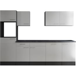 K&uuml;chenzeile respekta, B:280cm H:205cm T:60cmk&uuml;che: wei&szlig;, front: wei&szlig;, korpus: grau matt, arbeitsplatte: granit optik, Komplettk&uuml;chen-Sets