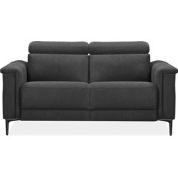 2-Sitzer Home Affaire, B:160cm H:97cm T:100cm, grau, Webstoff 100% Polyester, Sofas, "Lund, mit Relaxfunktion und Kopfteilverstellung", manuell od.