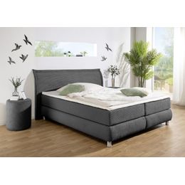 Boxspringbett Home Affaire, B:187cm L:215cm, grau, Komplettbetten, ""Coloma" erh&auml;ltlich in H2, H3 oder H4 inkl. Topper", in H2, H3 oder H4 erh&auml;ltlich