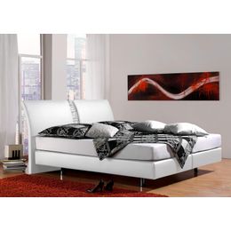 Boxspringbett Home Affaire, B:195cm L:220cm, wei&szlig;, Matratzenbezug: Drell (60% Baumwolle, 40% Polyester), Komplettbetten, "Polo", in 3 Matratzenarten,