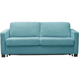 Schlafsofa Home Affaire, B:206cm H:81cm T:98cmpetrol, 88% Polyester, 12% Polyacryl, Sofas, "Vionelle, 3-Sitzer mit Kaltschaummatratze nach Wahl,