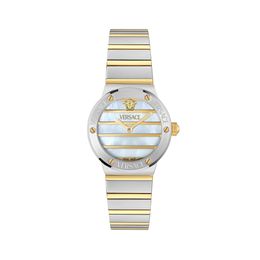 Versace Damen Quarzuhr "GRECA LOGO PEARL"silbergoldfarben, goldfarben, Armbanduhren, Armbanduhr, Damenuhr, Swiss Made, Edelstahlarmband, analog