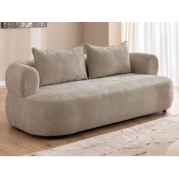 3-Sitzer Home Affaire, B:202cm H:78cm T:122,5cmbeige, 100% Polyester, Sofas, "LUSSAC 3-Sitzer Design-Sofa mit Zierkissen, Ma&szlig;e B/T/H: 202/123/78 cm"