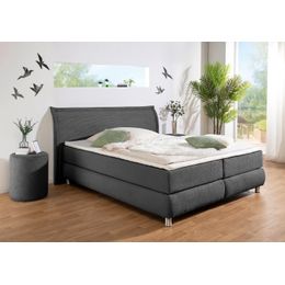 Boxspringbett Home Affaire, B:207cm L:215cm, grau, Komplettbetten, ""Coloma" erh&auml;ltlich in H2, H3 oder H4 inkl. Topper", in H2, H3 oder H4 erh&auml;ltlich