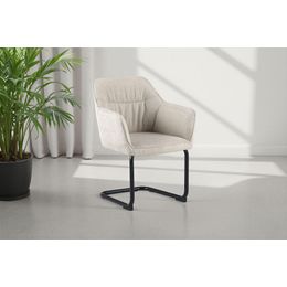 Freischwinger OTTO HOME "Elba", beige, schwarz, B:60cm H:85cm T:59,5cm, Metall, Polyester, St&uuml;hle, Freischwinger, gem&uuml;tlicher Stuhl / Sessel, 180 Grad drehbar, Auto Return, Webstoff