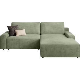 Ecksofa Trendmanufaktur, B:246cm H:98cm T:168cm, gr&uuml;n, 88% Polyester / 12% Nylon, Wohnzimmer, Sofas, "Challenge, Schlafsofa mit Bettkasten, Couch in