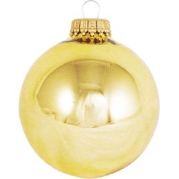 Weihnachtsbaumkugel "CBK70132, Weihnachtsdeko, Christbaumschmuck, Christbaumkugeln Glas", 7cm, gold, KREBS GLAS LAUSCHA, Weihnachtsbaumkugeln, aus