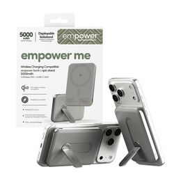 Powerbank "empower Bank 5000 mAh mit Spin Stand", titan, 3,85 V 5.000mAh, EMPOWER BY PANZERGLASS, Akkumulatoren
