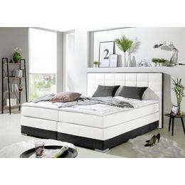 Boxspringbett Home Affaire, B:193cm L:210cm, wei&szlig;, Komplettbetten, inklusive Topper und Wendekissen