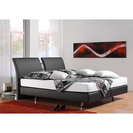 Boxspringbett Home Affaire, B:195cm L:220cm, grau, Matratzenbezug: Drell (60% Baumwolle, 40% Polyester), Komplettbetten, "Polo", in 3 Matratzenarten,