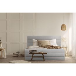 Polsterbett Home Affaire, B:193cm H:124cm L:234cm, beige, Struktur (70% recyceltes Polyester, 30% Polyester), Betten, "Merrit", Quernaht im Kopf- und