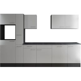 K&uuml;chenzeile respekta, B:310cm H:205cm T:60cmk&uuml;che: grau, front: wei&szlig;, korpus: grau matt, arbeitsplatte: granit optik, Komplettk&uuml;chen-Sets