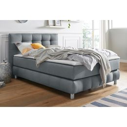 Boxspringbett Home Affaire, B:154cm L:211cm, grau, Struktur (100% Polyester);Bezug der Spiegelfl&auml;che Matratzendrell aus 100% Polyester;Samtoptik