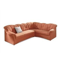Ecksofa DOMO collection, B:242cm H:84cm T:190cm, orange, Struktur ( 90% Polyester, 10% Polyacryl);Microfaser PRIMABELLE (100% Polyester);Kunstleder